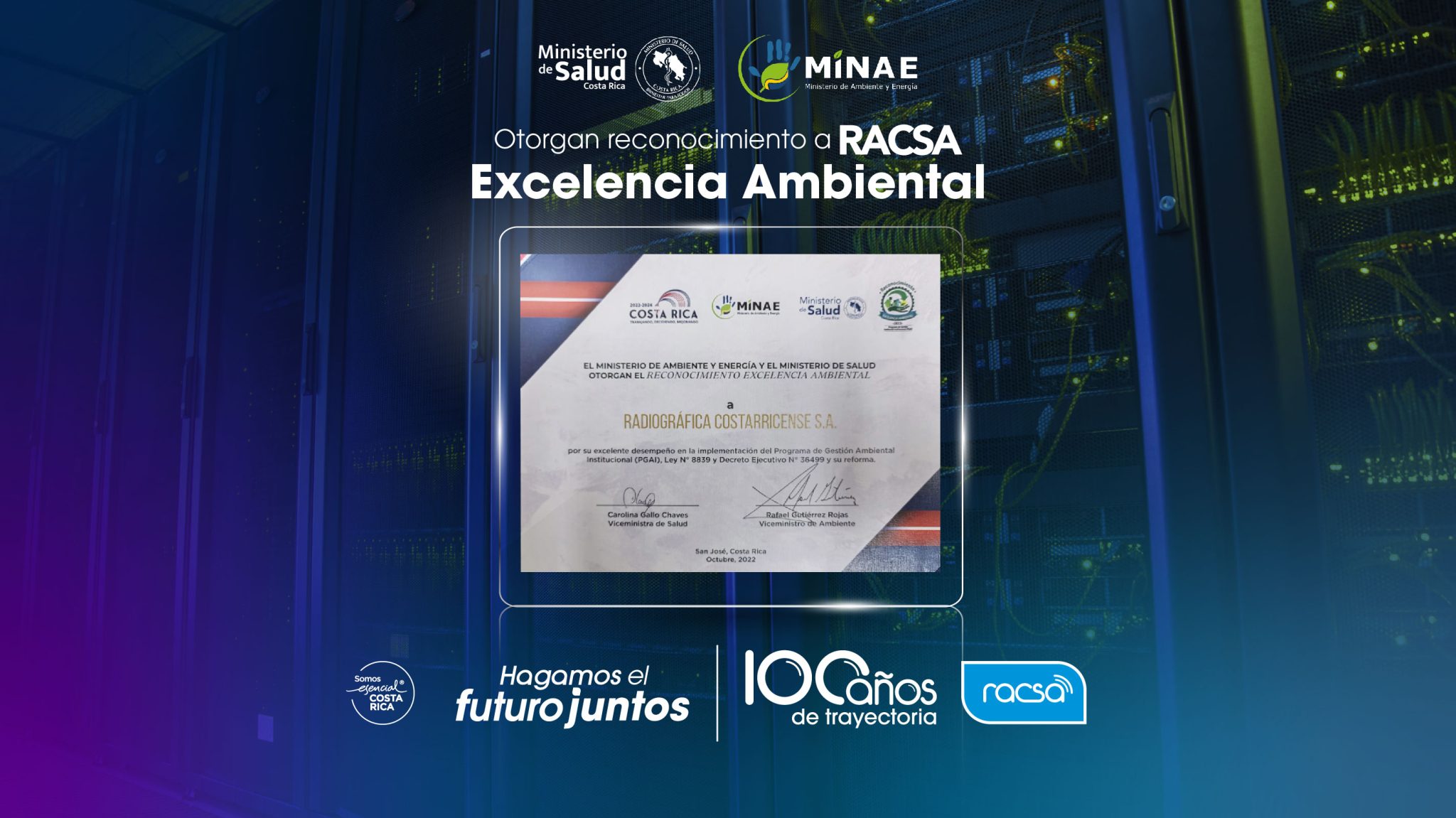 Reconocimiento Excelencia ambiental - Blog de RACSA